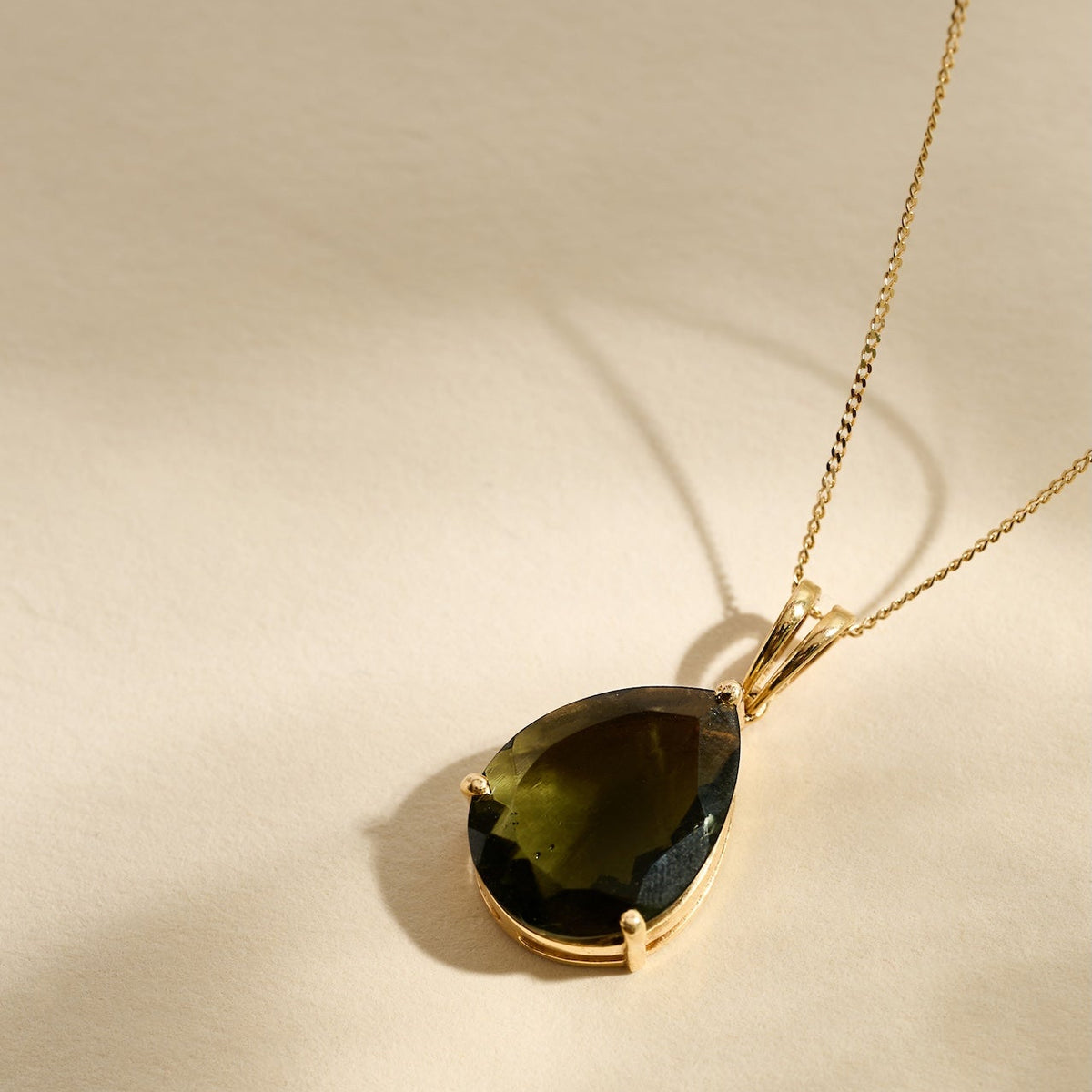 14K Solid Gold Moldavite Necklace – Awaken